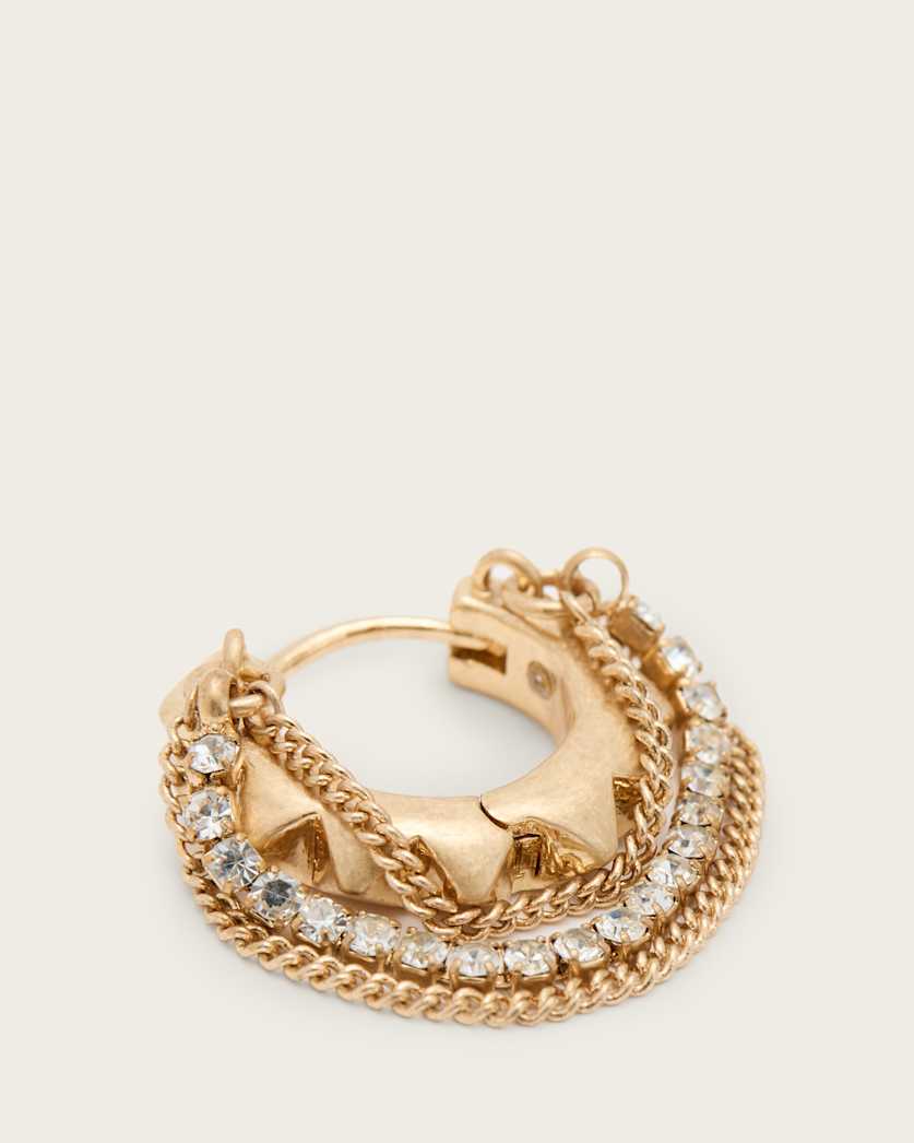 Trudy Small Chain Hoop Earrings WARM BRASS/GREY | ALLSAINTS